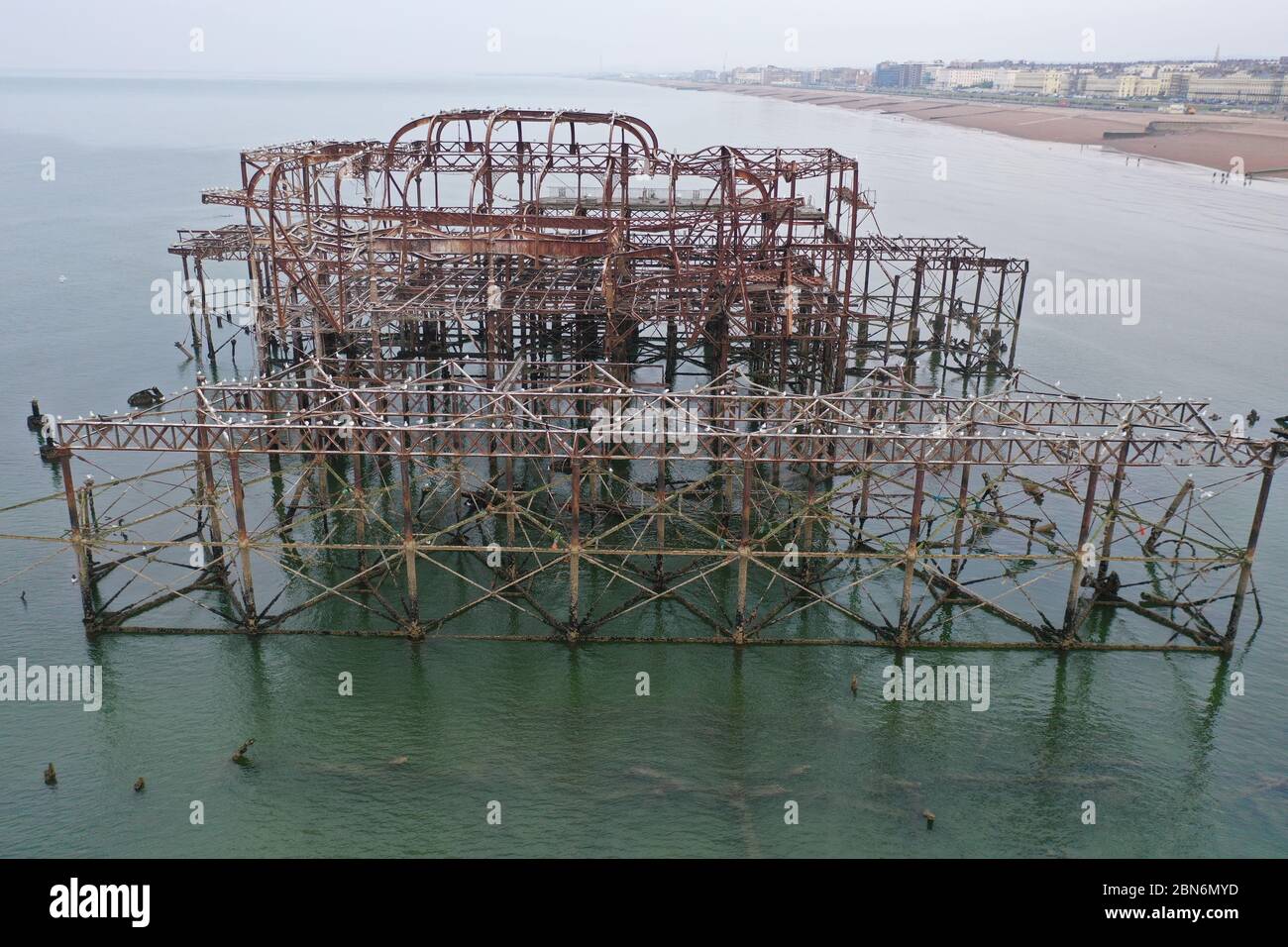 Burnt out remains of Brighton west pier Stock Photo - Alamy
