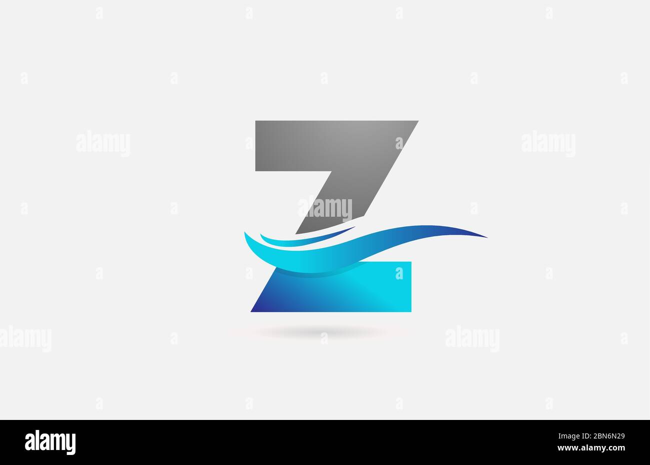 blue grey Z alphabet letter logo icon for company and business with ...