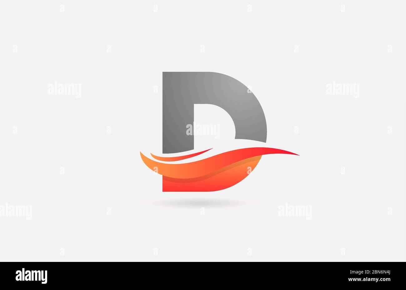 orange grey D alphabet letter logo icon for company and business with ...