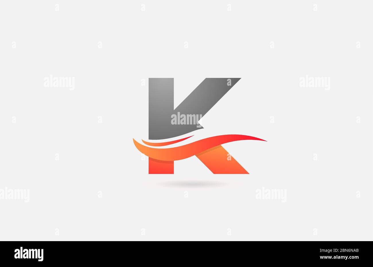 orange grey K alphabet letter logo icon for company and business with ...
