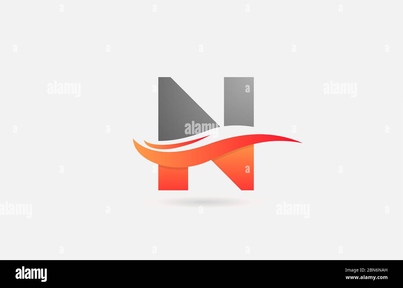 orange grey N alphabet letter logo icon for company and business with swoosh design Stock Vector ...