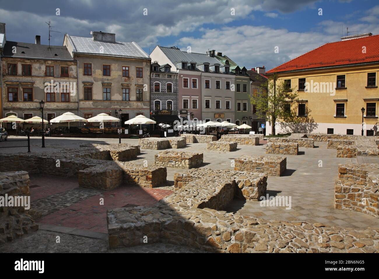 Ruins of foundation of Parish church at Parish church square in Lublin ...