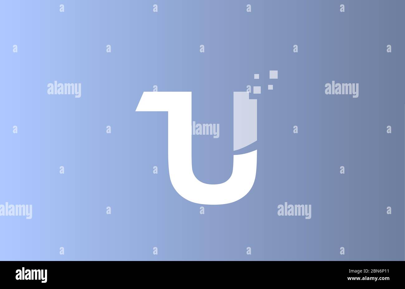 U white blue alphabet letter logo icon for company and business with ...
