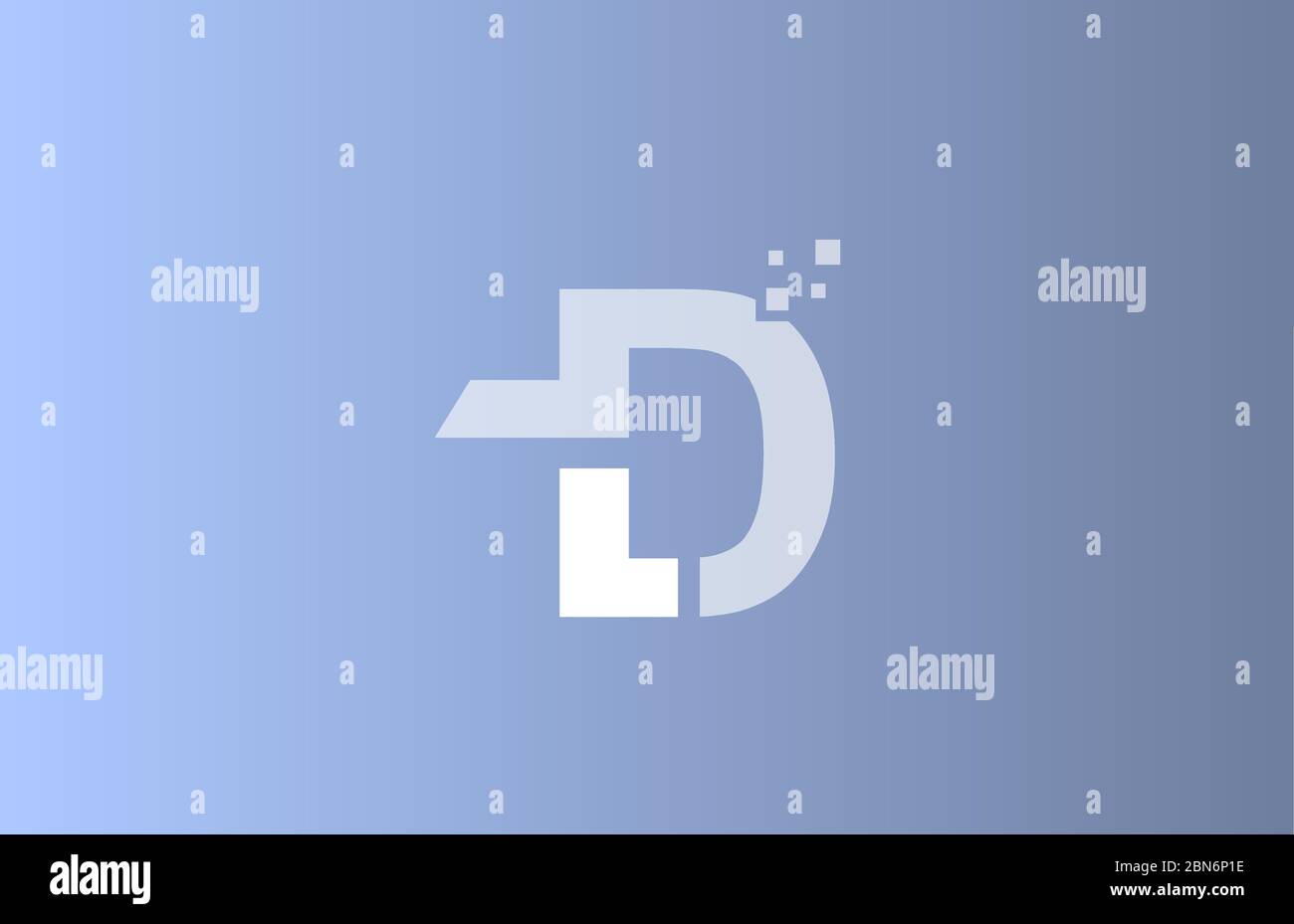 D white blue alphabet letter logo icon for company and business with ...