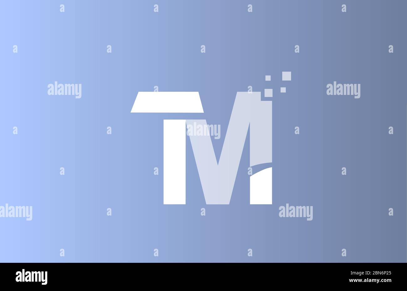 M white blue alphabet letter logo icon for company and business with ...