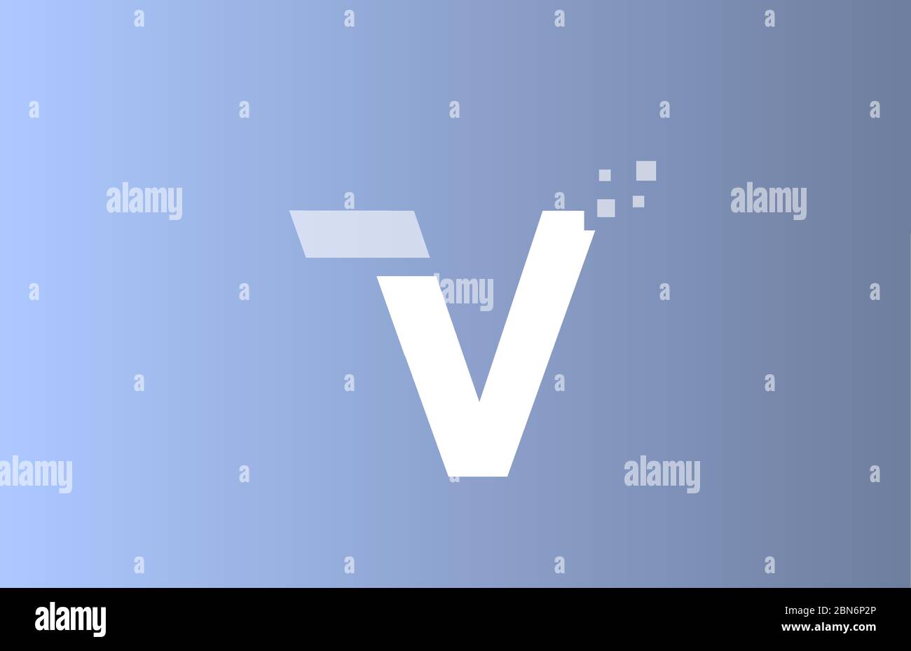 V white blue alphabet letter logo icon for company and business with ...