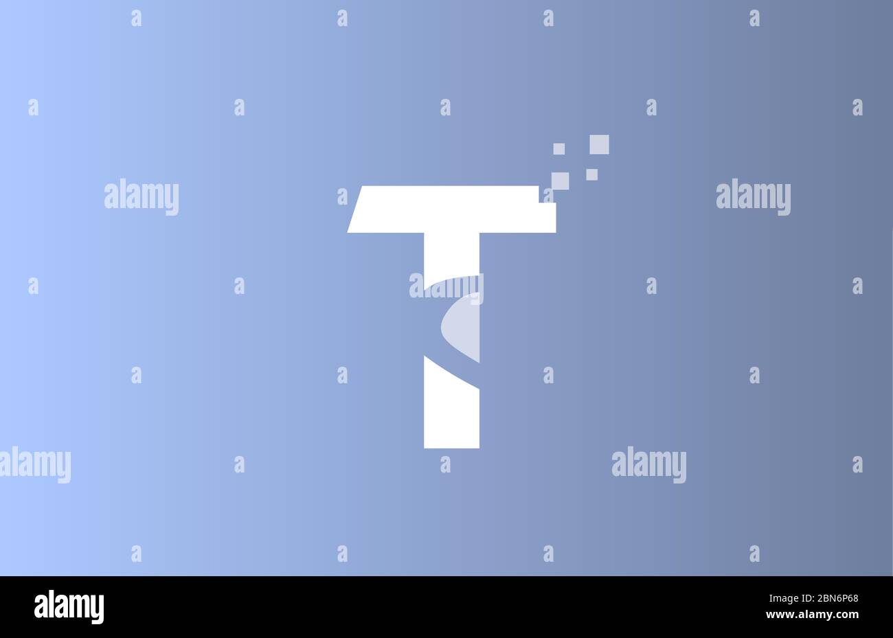 T white blue alphabet letter logo icon for company and business with ...