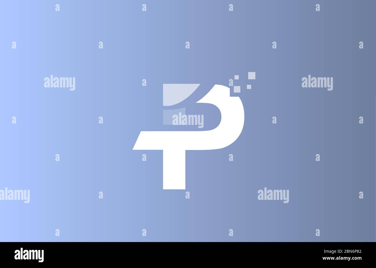 P white blue alphabet letter logo icon for company and business with ...