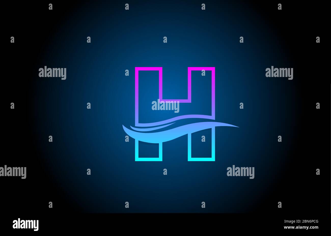 H blue and pink alphabet letter logo icon for company and business with ...
