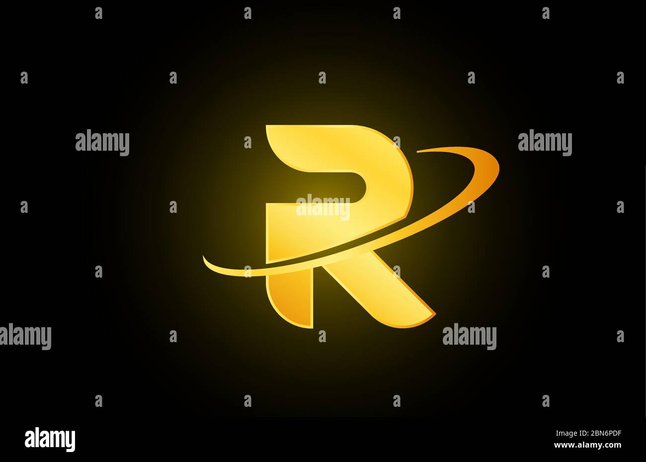 R alphabet letter logo icon for company and business with gold design ...