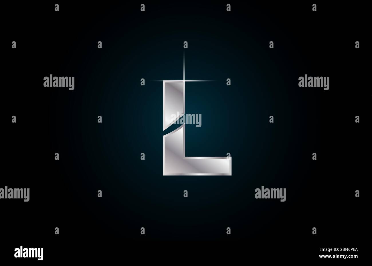 L silver metal alphabet letter logo icon for company and business with ...