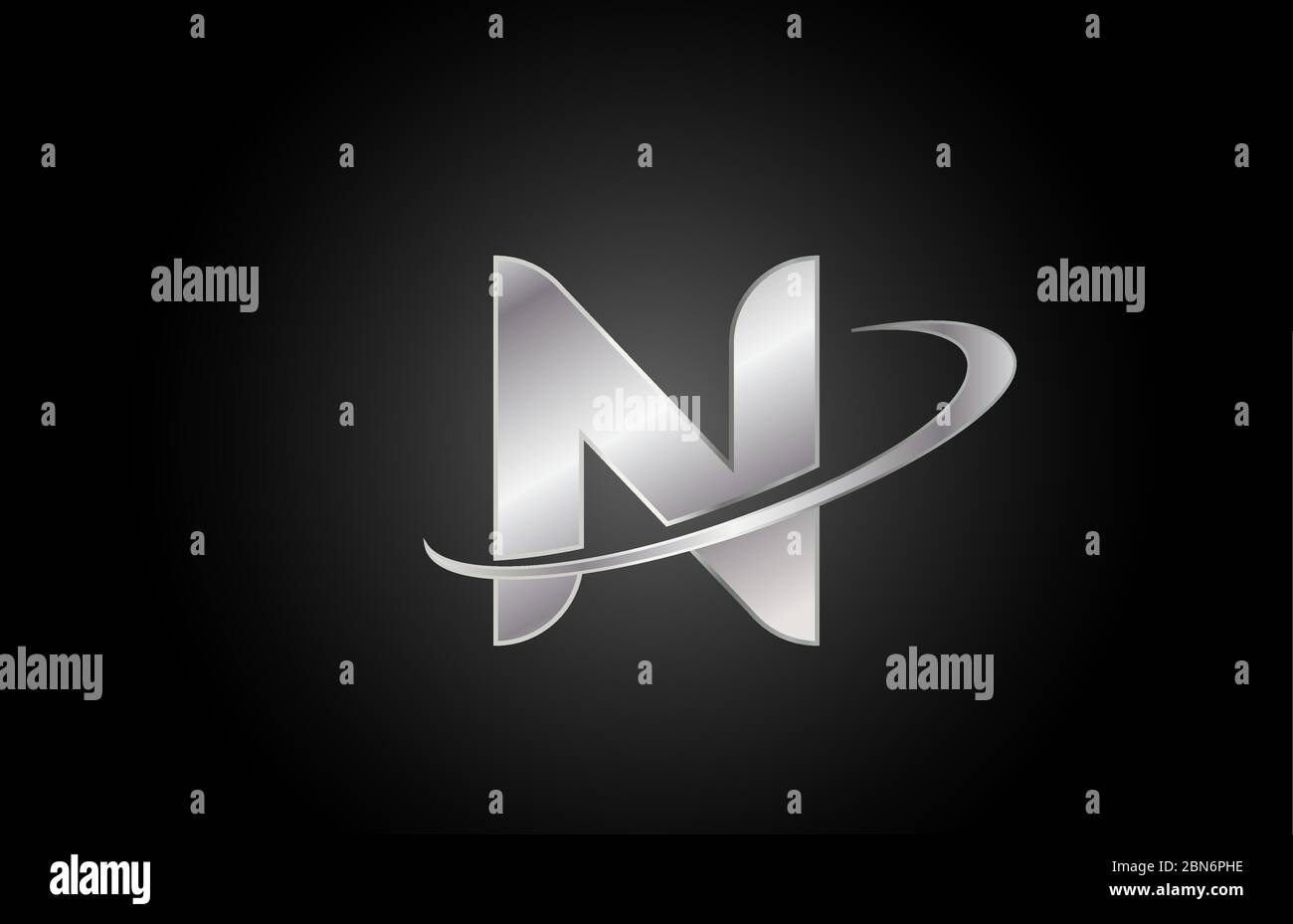 N metal alphabet letter logo icon for company and business with swoosh ...