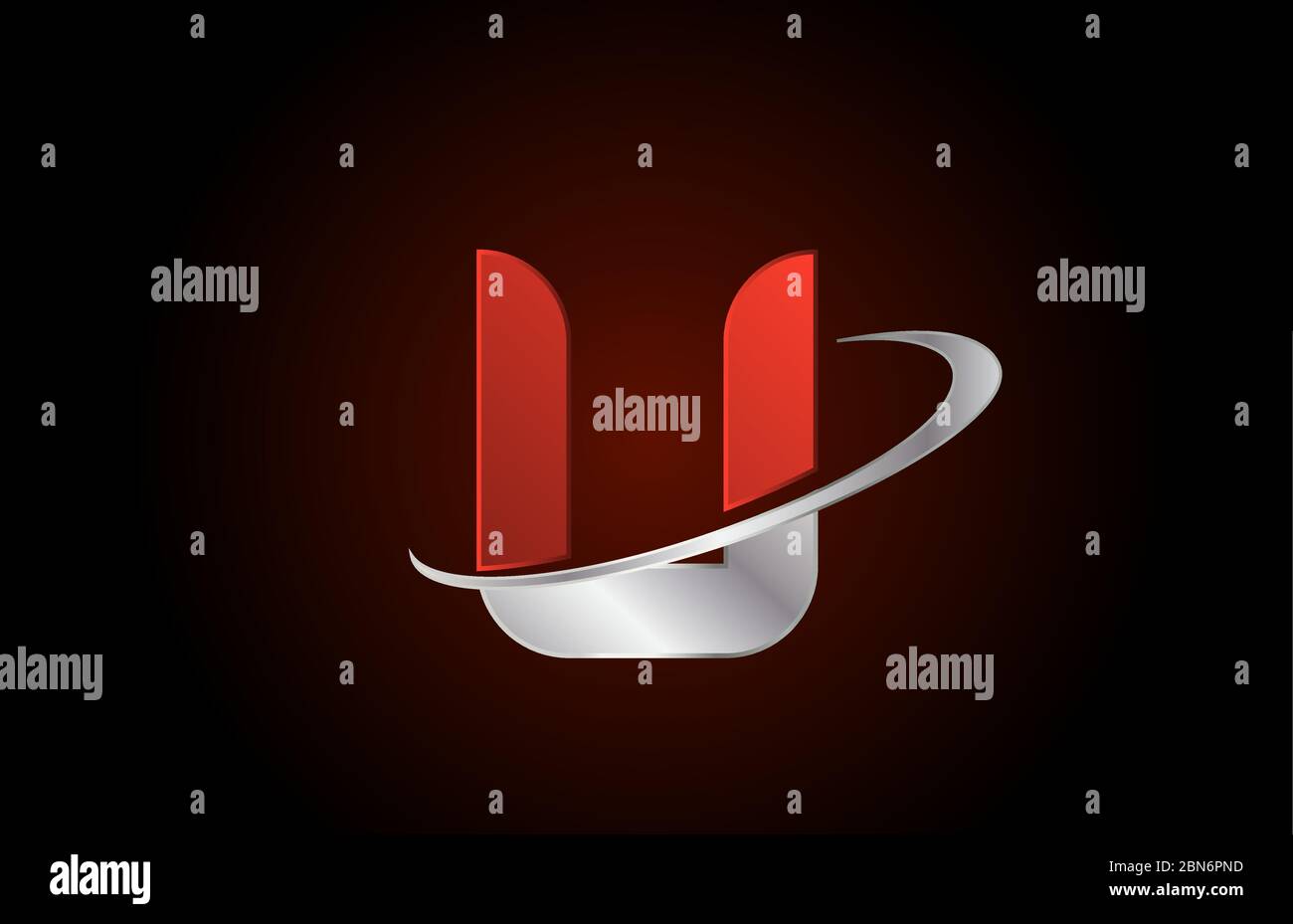 U red metal alphabet letter logo icon for business and company with ...