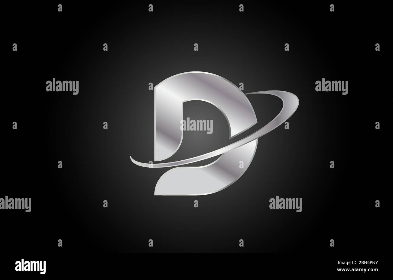 D metal alphabet letter logo icon for company and business with swoosh ...