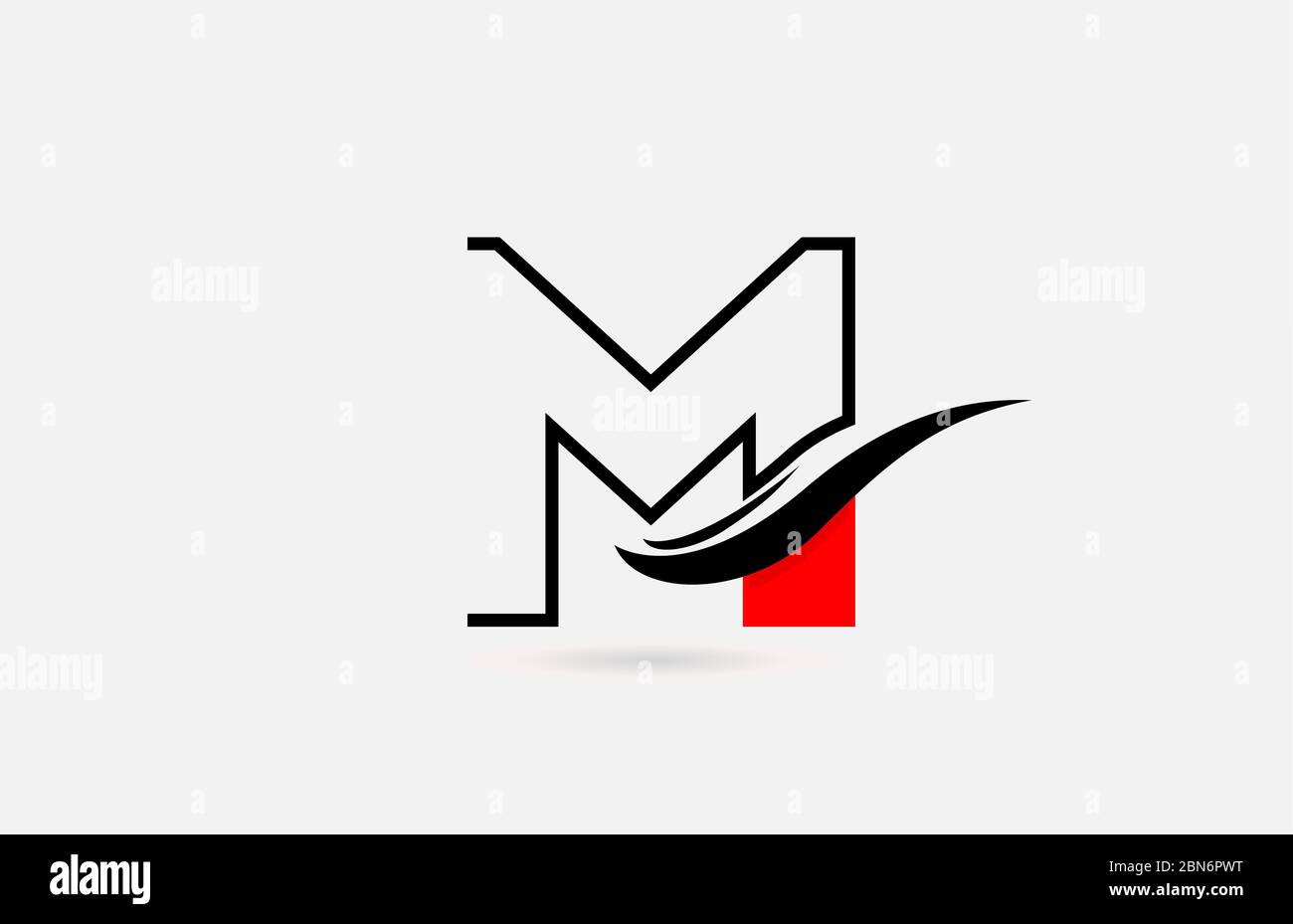 M red black alphabet letter logo icon for business and company with ...