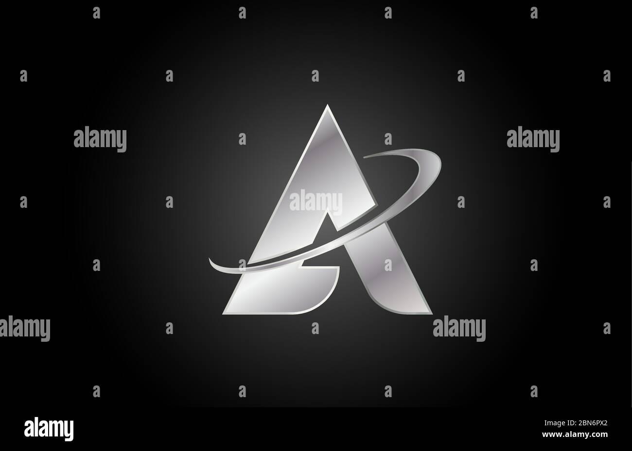 A metal alphabet letter logo icon for company and business with swoosh ...