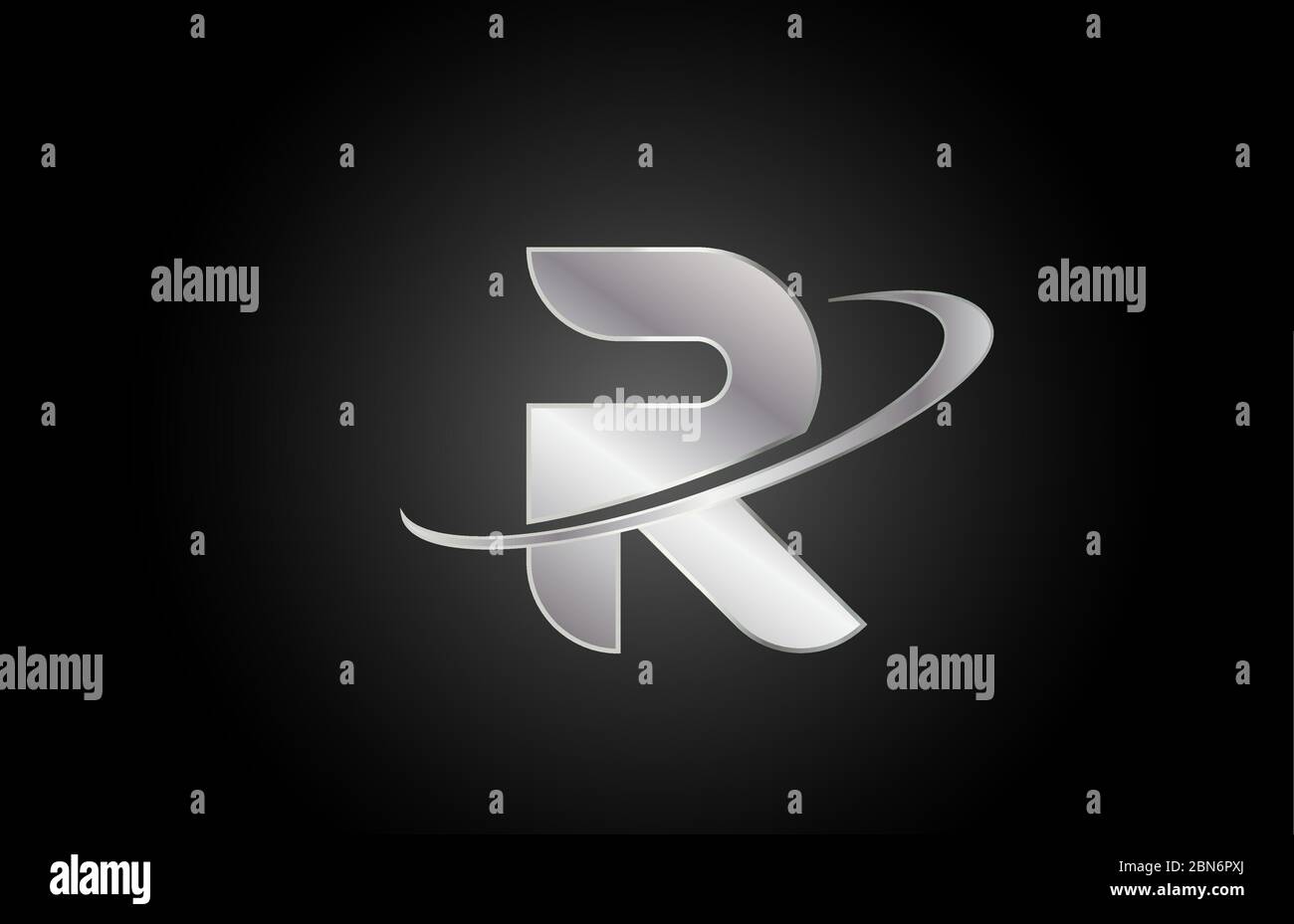 R metal alphabet letter logo icon for company and business with swoosh ...