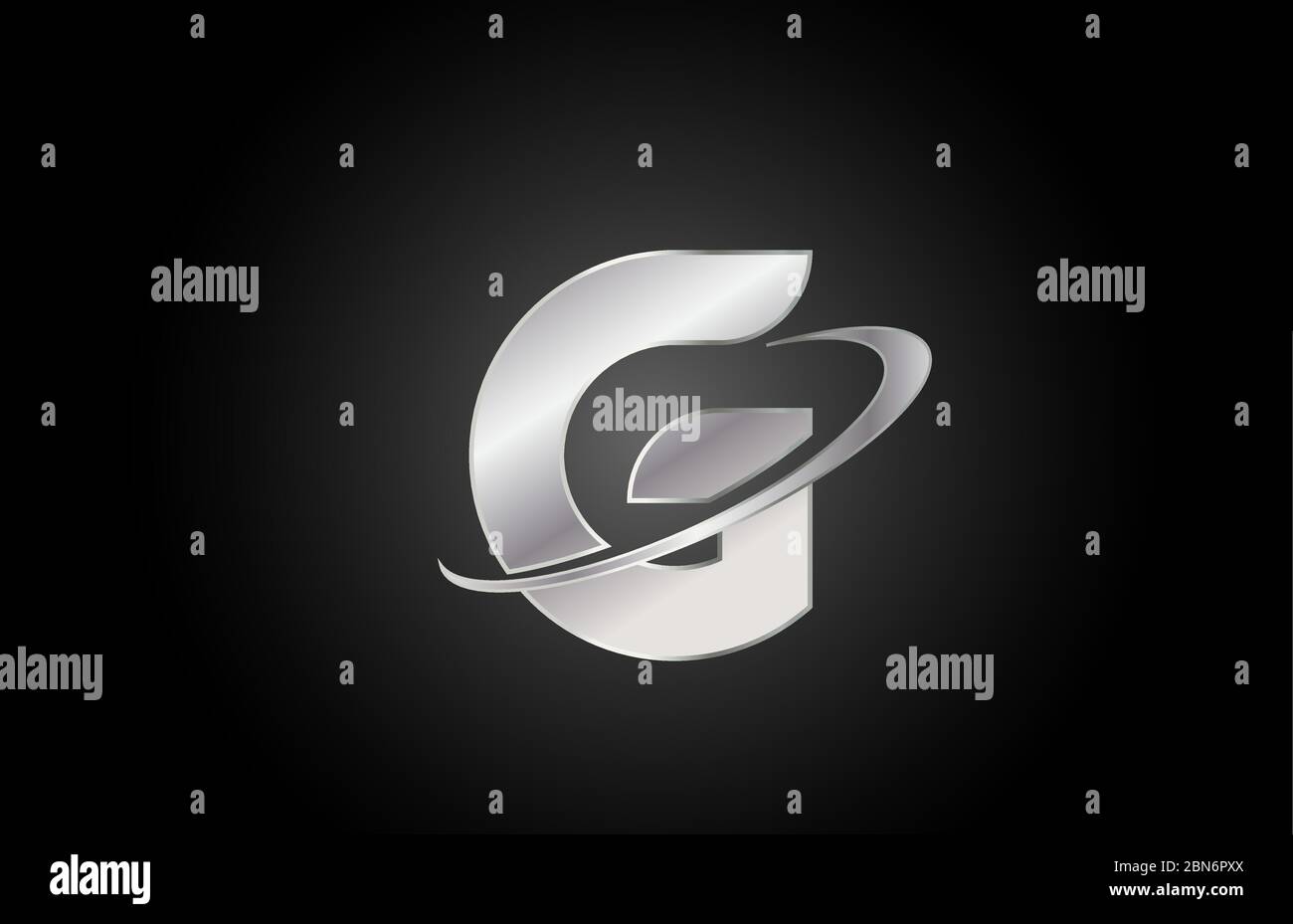 G metal alphabet letter logo icon for company and business with swoosh ...