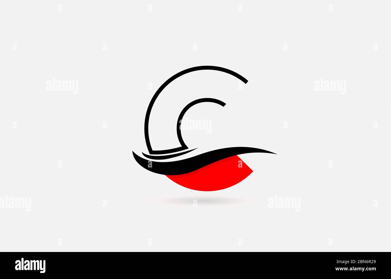 C red black alphabet letter logo icon for business and company with ...