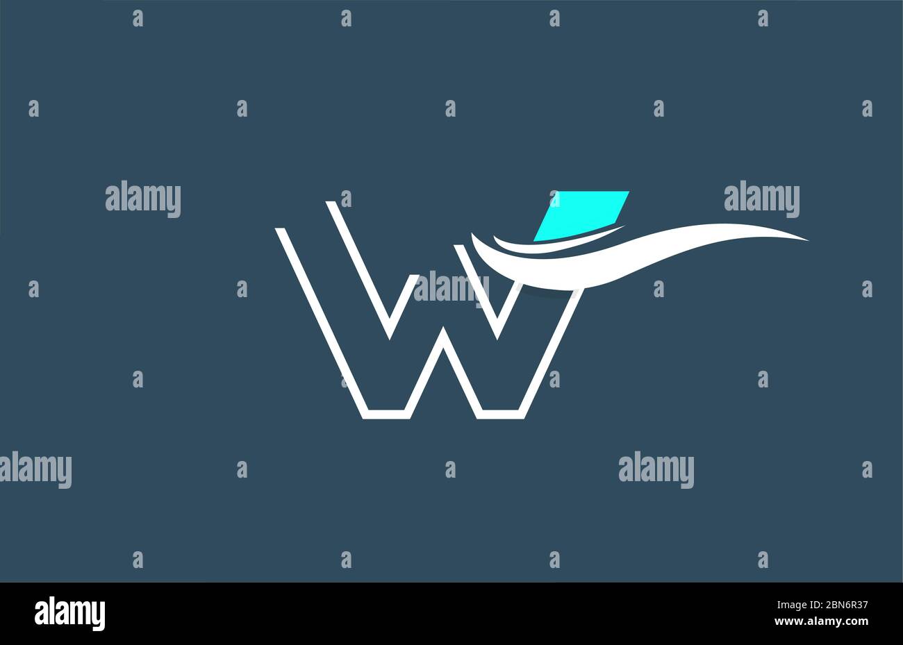 W blue white alphabet letter logo icon for business and company with ...