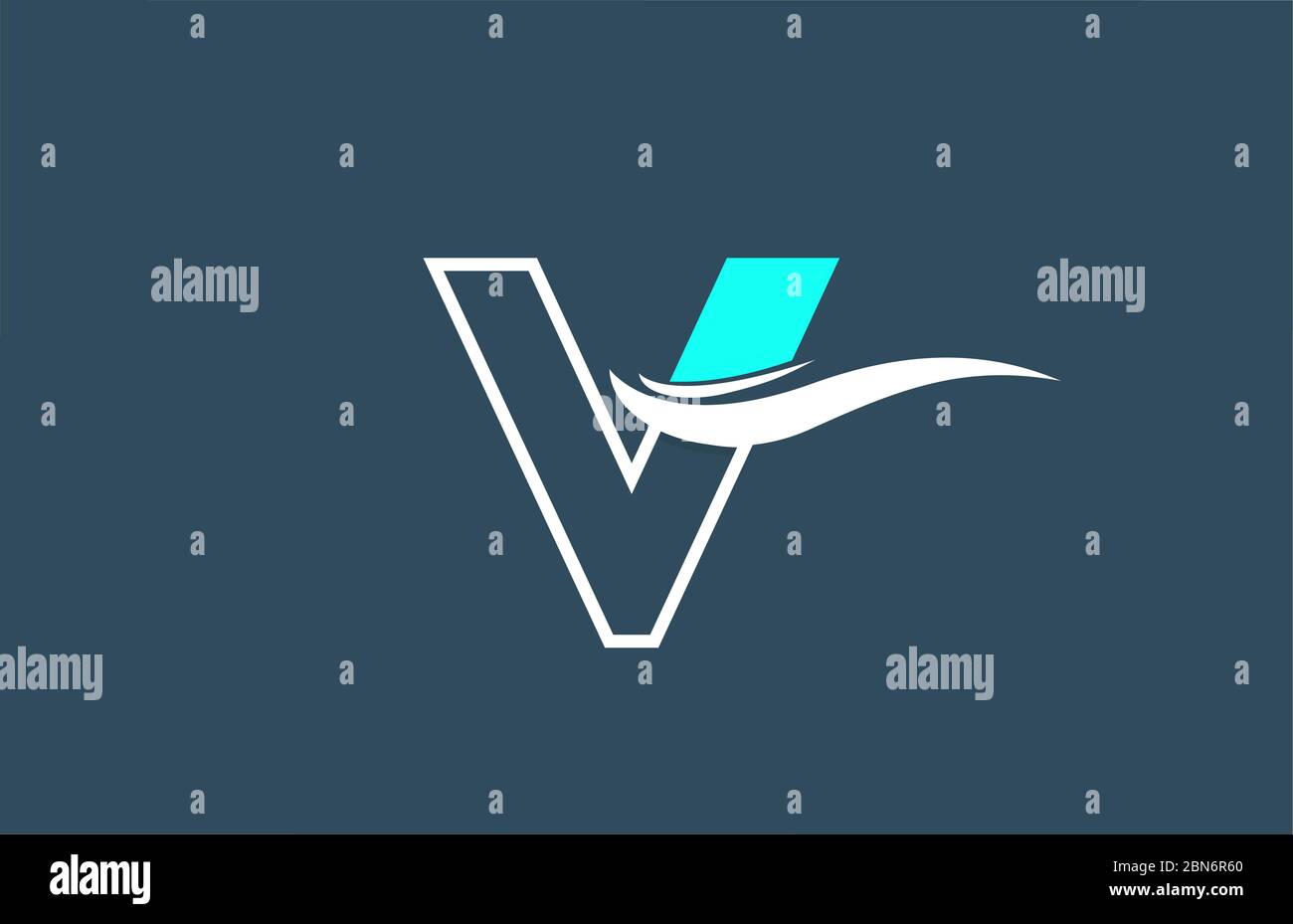 V blue white alphabet letter logo icon for business and company with ...