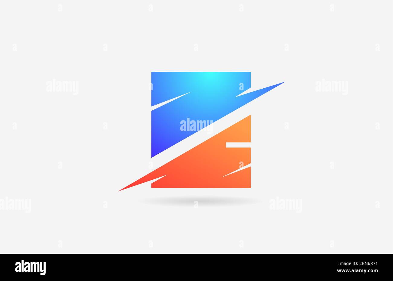 E blue orange alphabet letter logo icon for company and business with ...