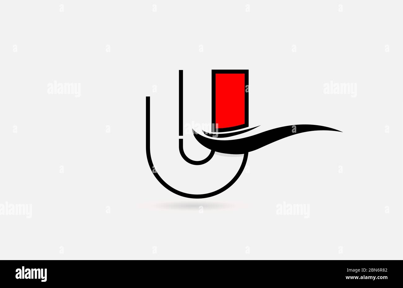 U red black alphabet letter logo icon for business and company with ...
