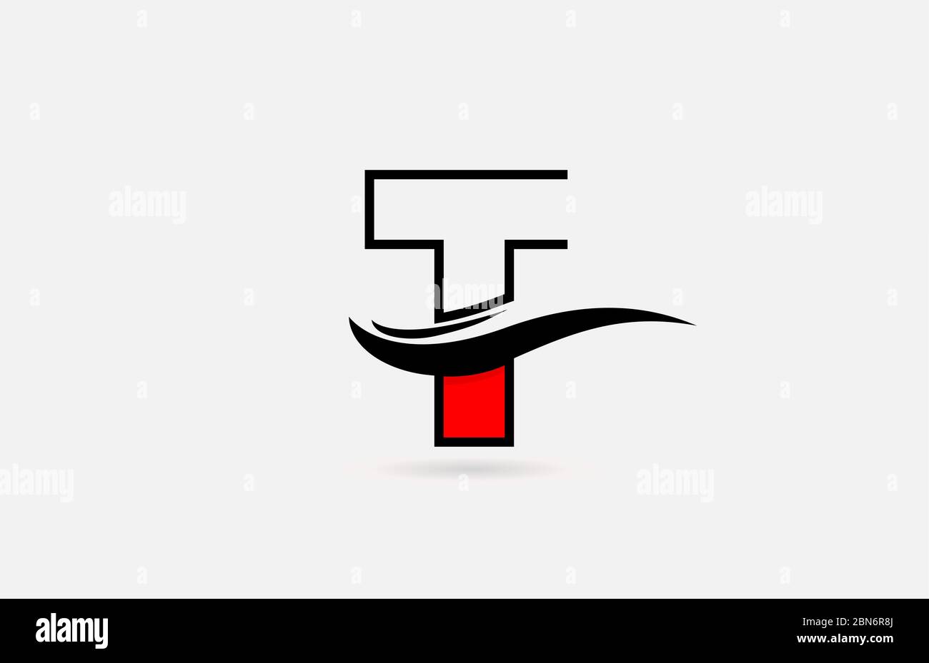T red black alphabet letter logo icon for business and company with ...