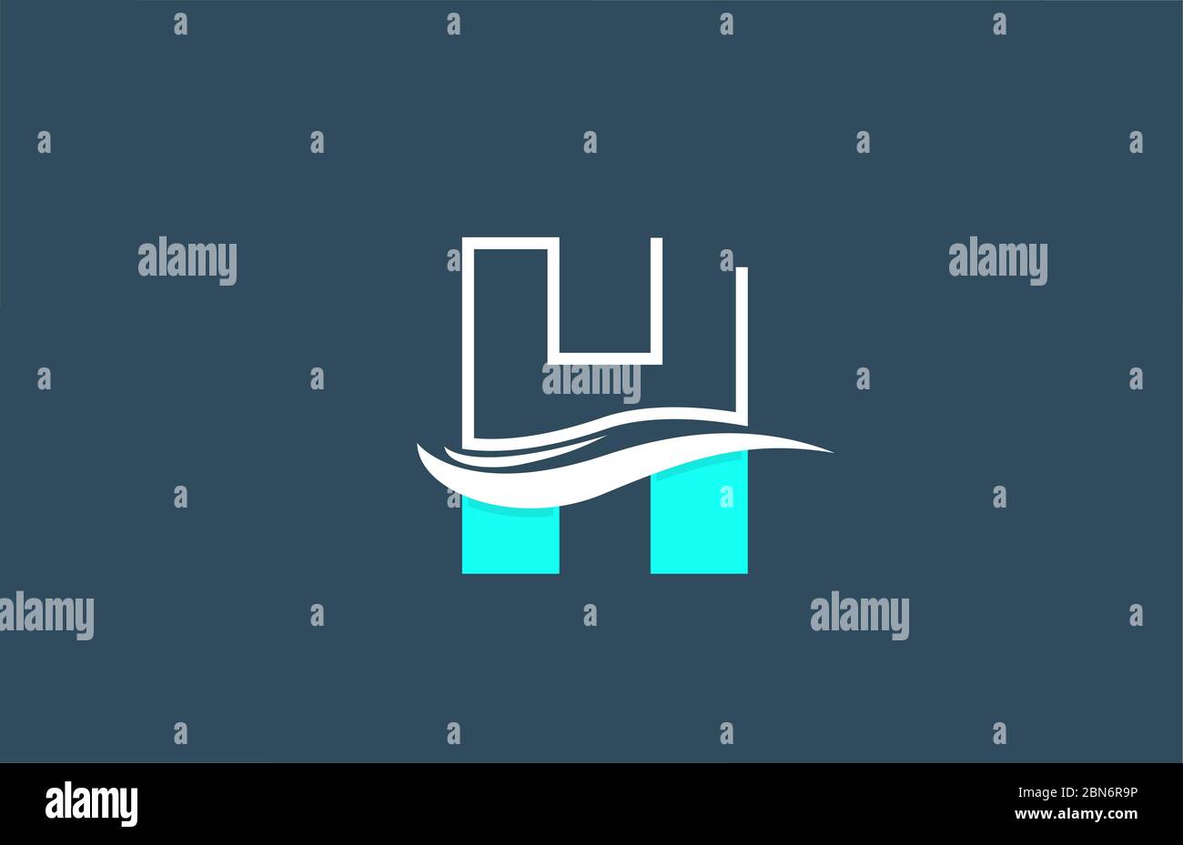 H blue white alphabet letter logo icon for business and company with ...