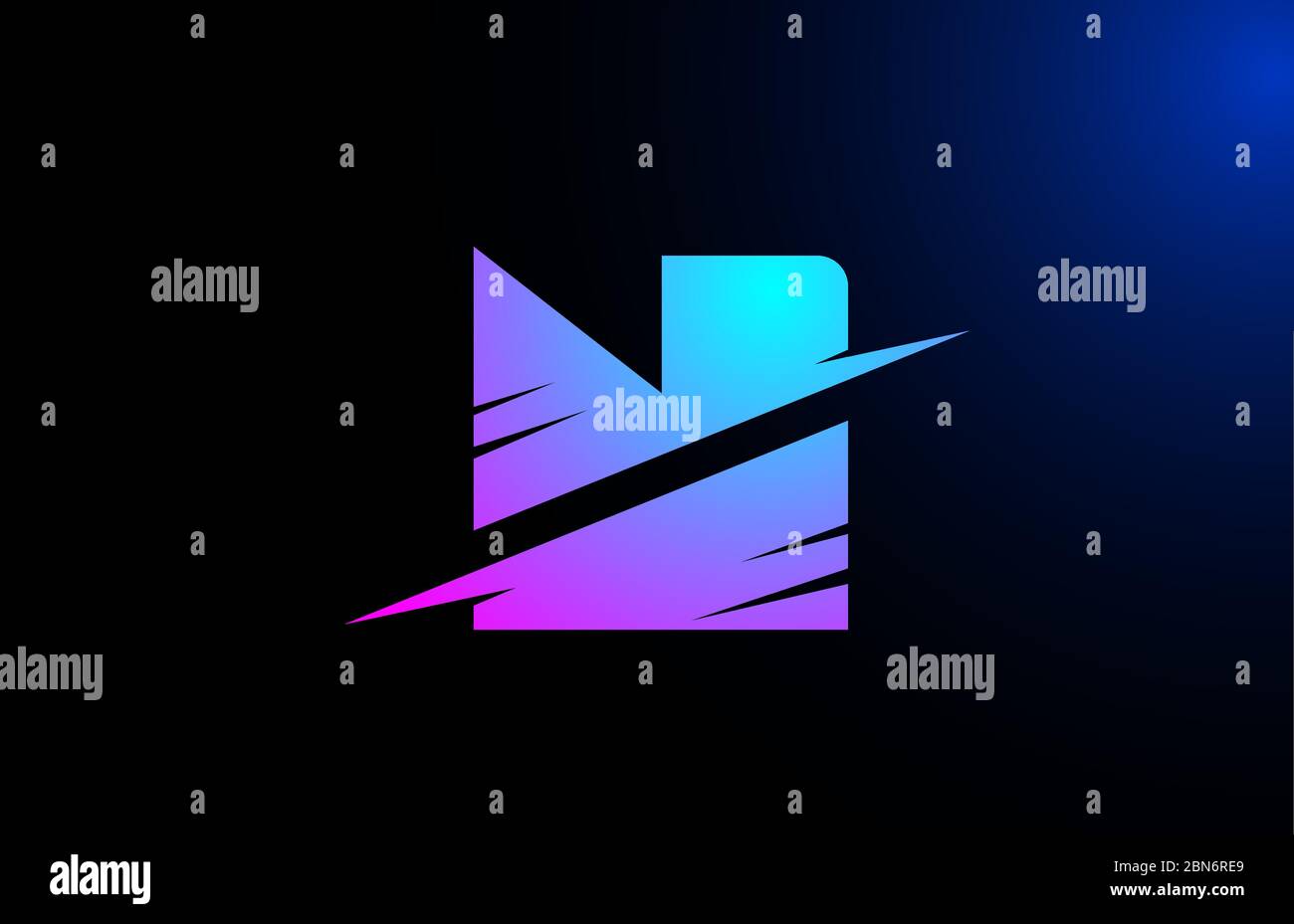 N pink blue alphabet letter logo icon for business and company with ...