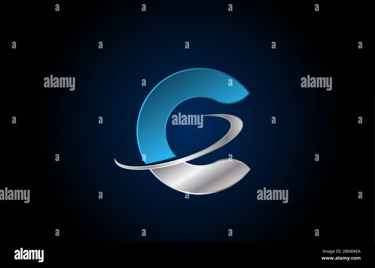 C metallic alphabet letter logo icon for business and company with grey ...