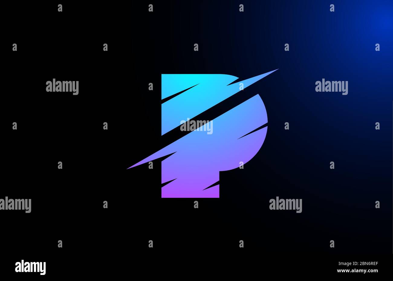P pink blue alphabet letter logo icon for business and company with ...