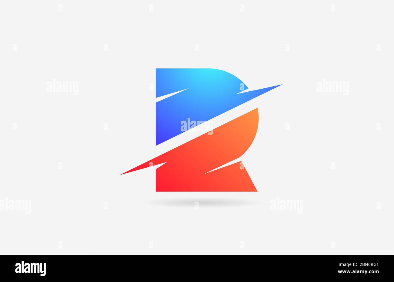 R blue orange alphabet letter logo icon for company and business with ...