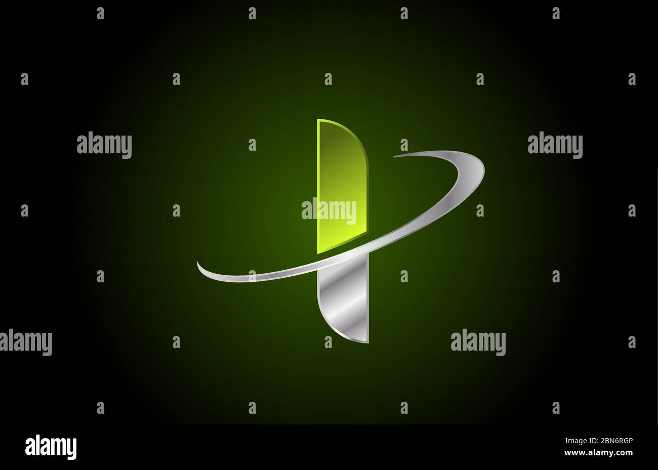 I green metallic alphabet letter logo icon for business and company ...