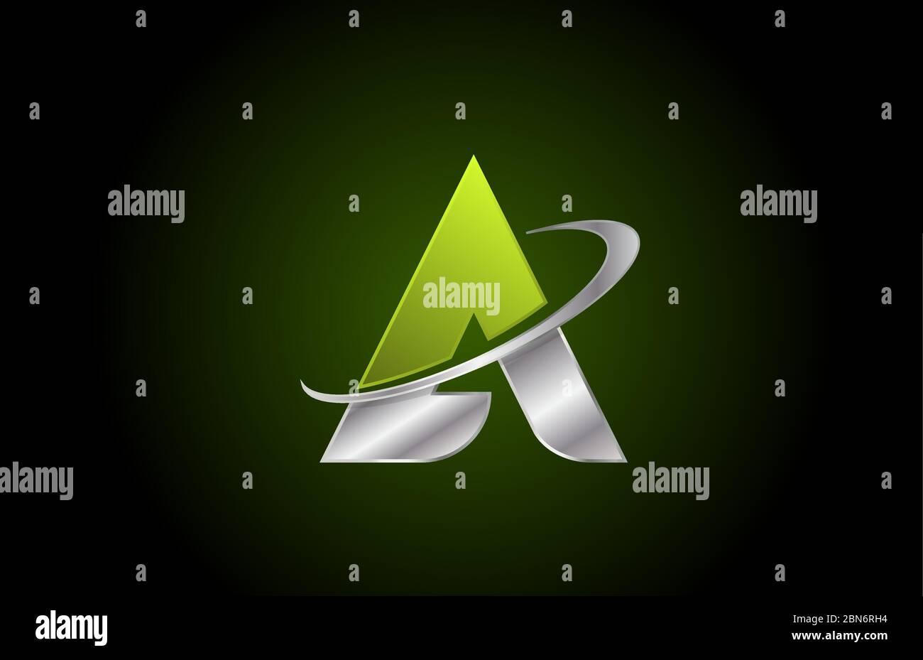 A green metallic alphabet letter logo icon for business and company ...