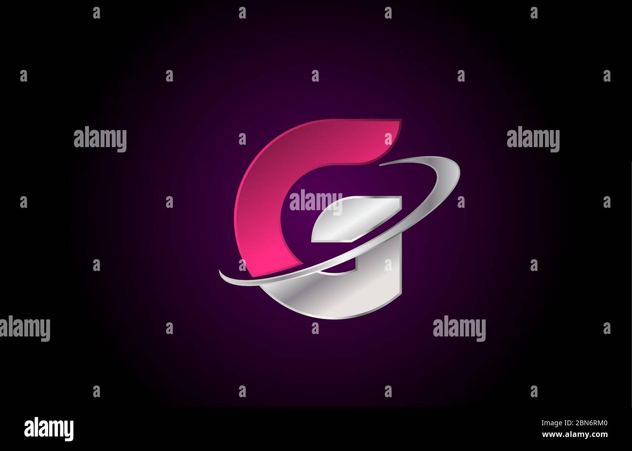 G pink alphabet letter logo icon for company and business with metallic ...