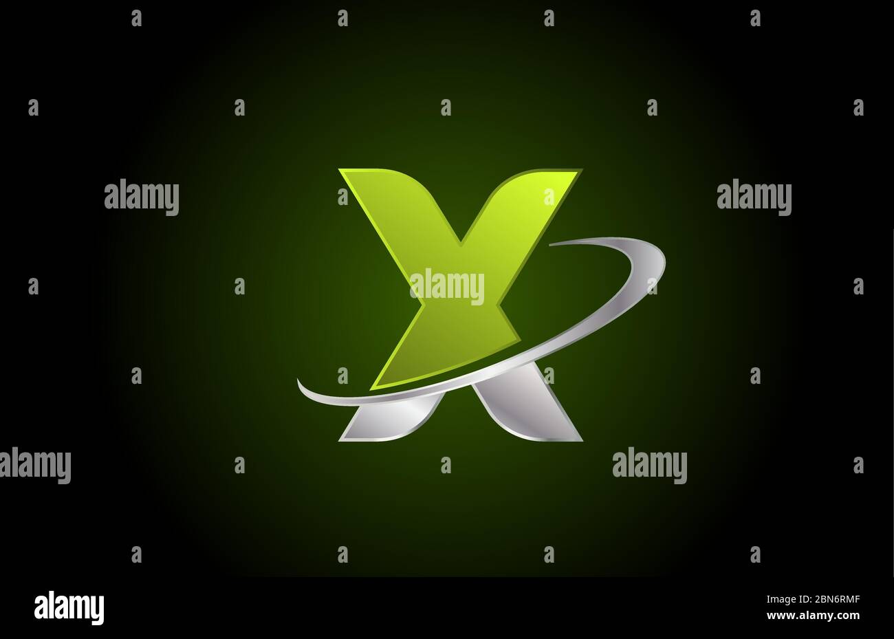 X green metallic alphabet letter logo icon for business and company ...