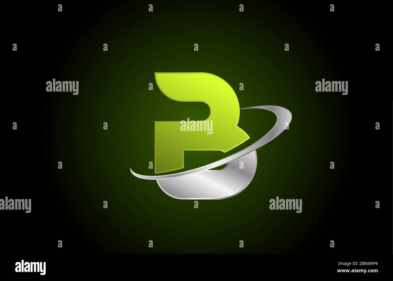 B green metallic alphabet letter logo icon for business and company ...