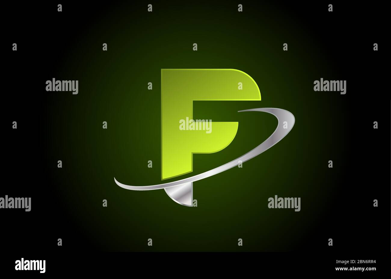 F green metallic alphabet letter logo icon for business and company ...