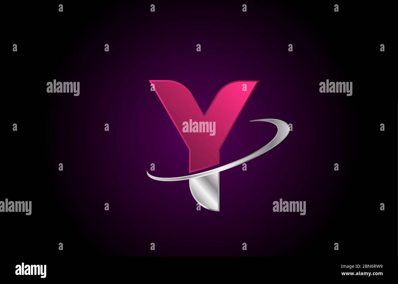 Y pink alphabet letter logo icon for company and business with metallic ...