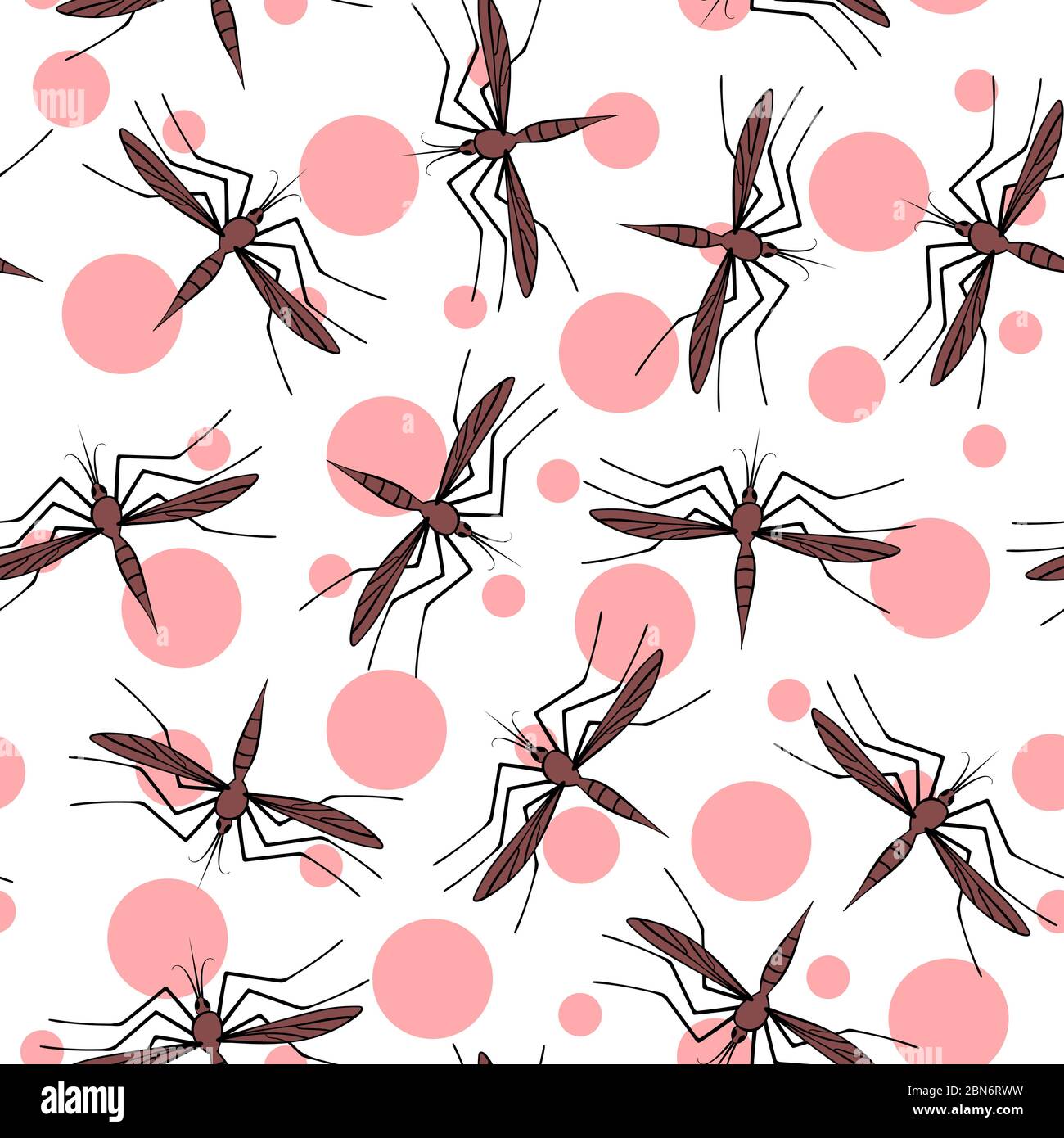 Mosquitoes seamless pattern. Blood sucking insects on white background ...