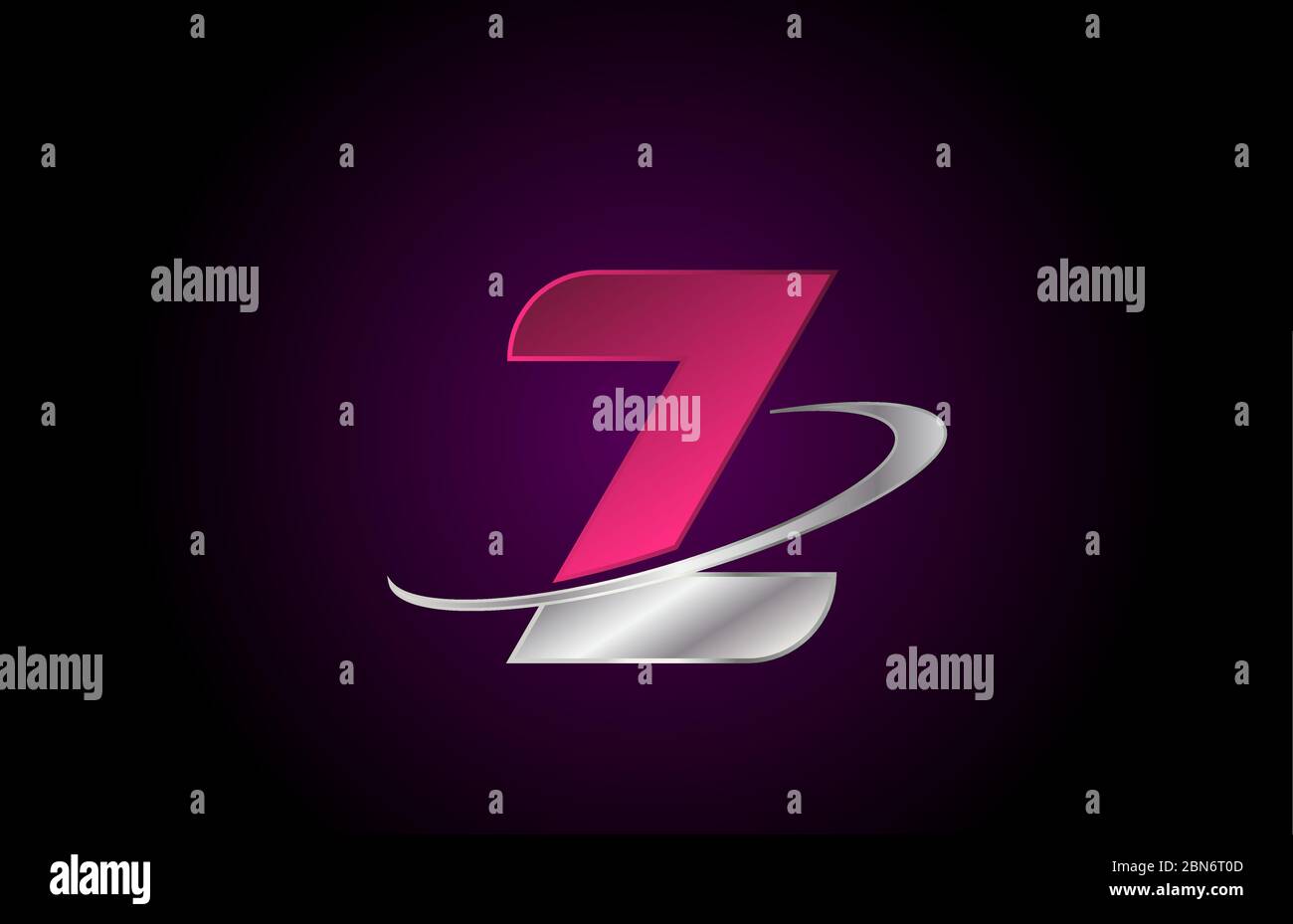 Z pink alphabet letter logo icon for company and business with metallic ...