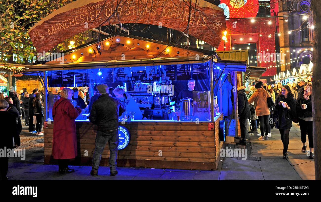 UV blue lights on bar at Manchester Christmas Markets Stock Photo - Alamy