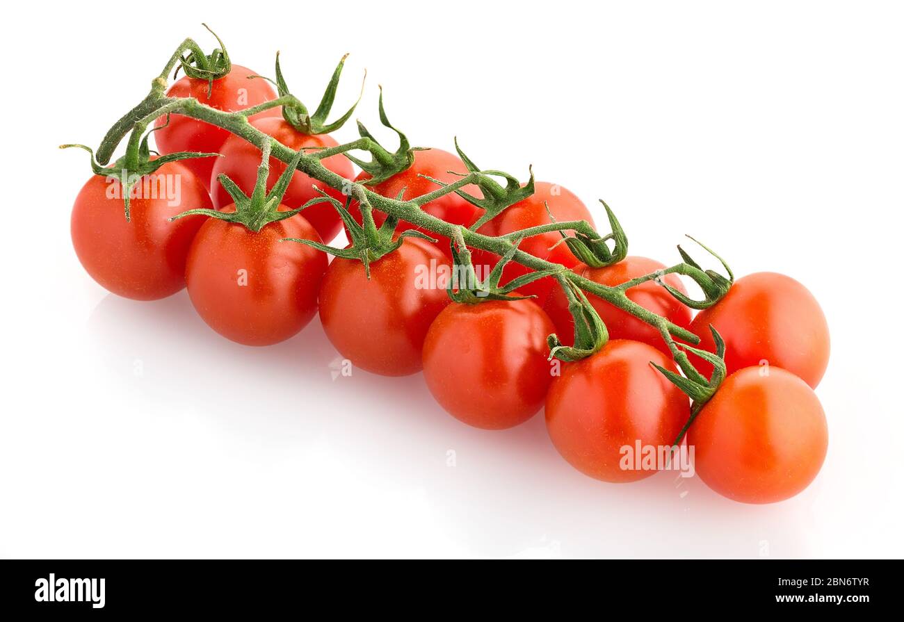 cherry tomato branch isolated on white background Stock Photo - Alamy