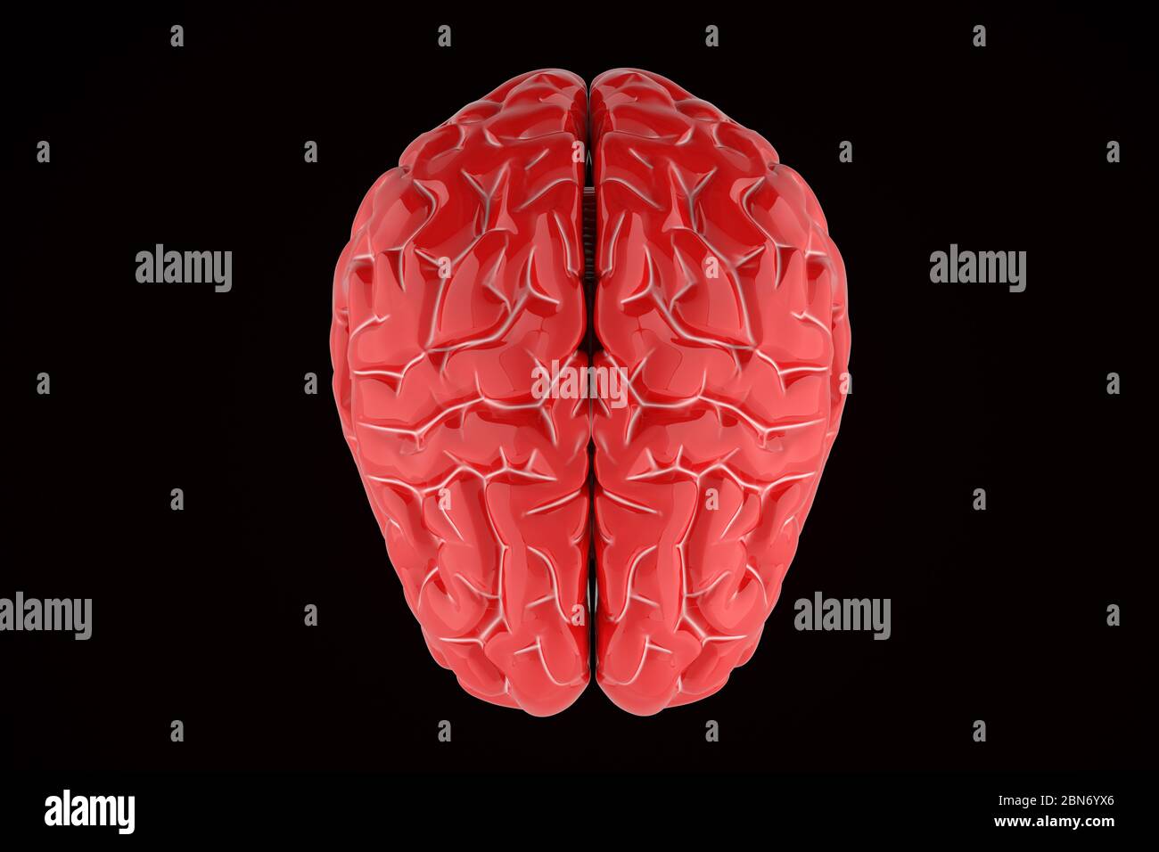 3d illustration of red human brain over black background Stock Photo ...