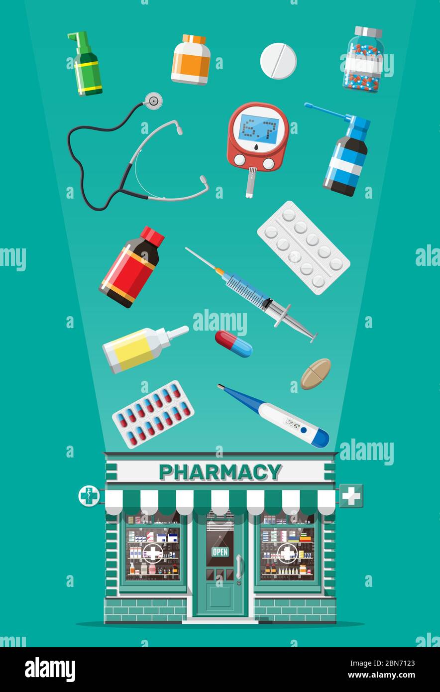 Medicine collection in drugstore Stock Vector Image & Art - Alamy