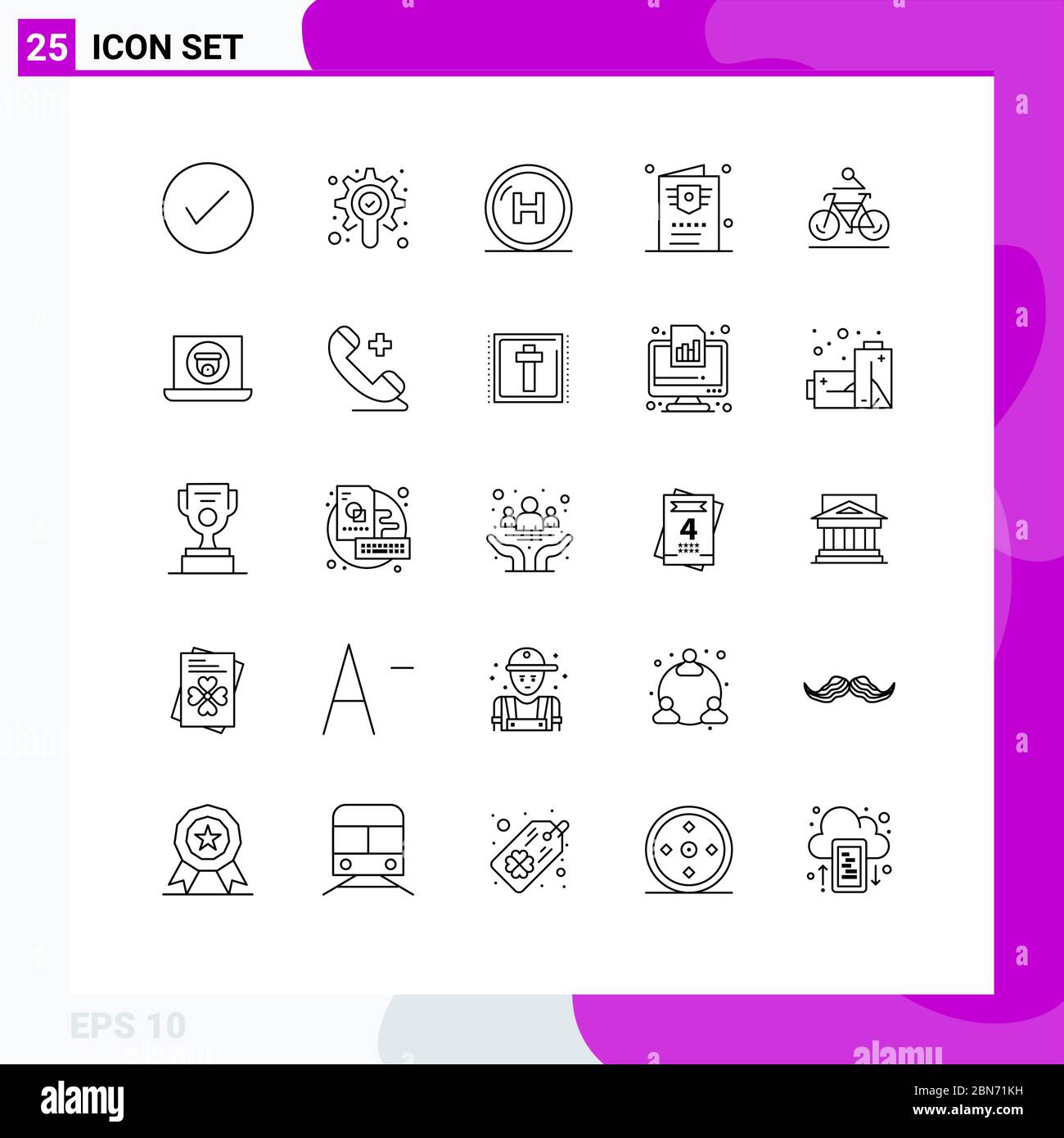 25 User Interface Line Pack of modern Signs and Symbols of activity ...