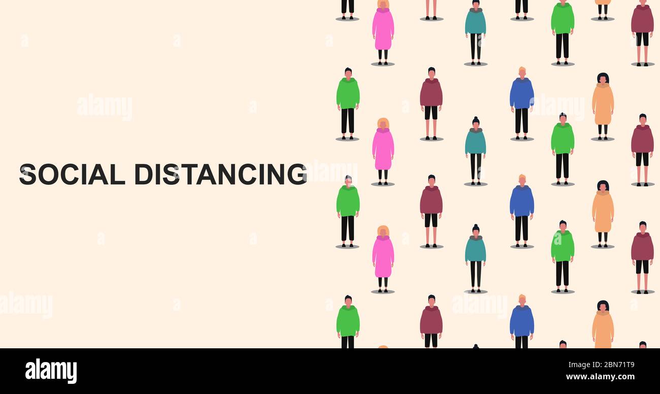 Vector illustration of people keeping safe distance Stock Vector Image ...