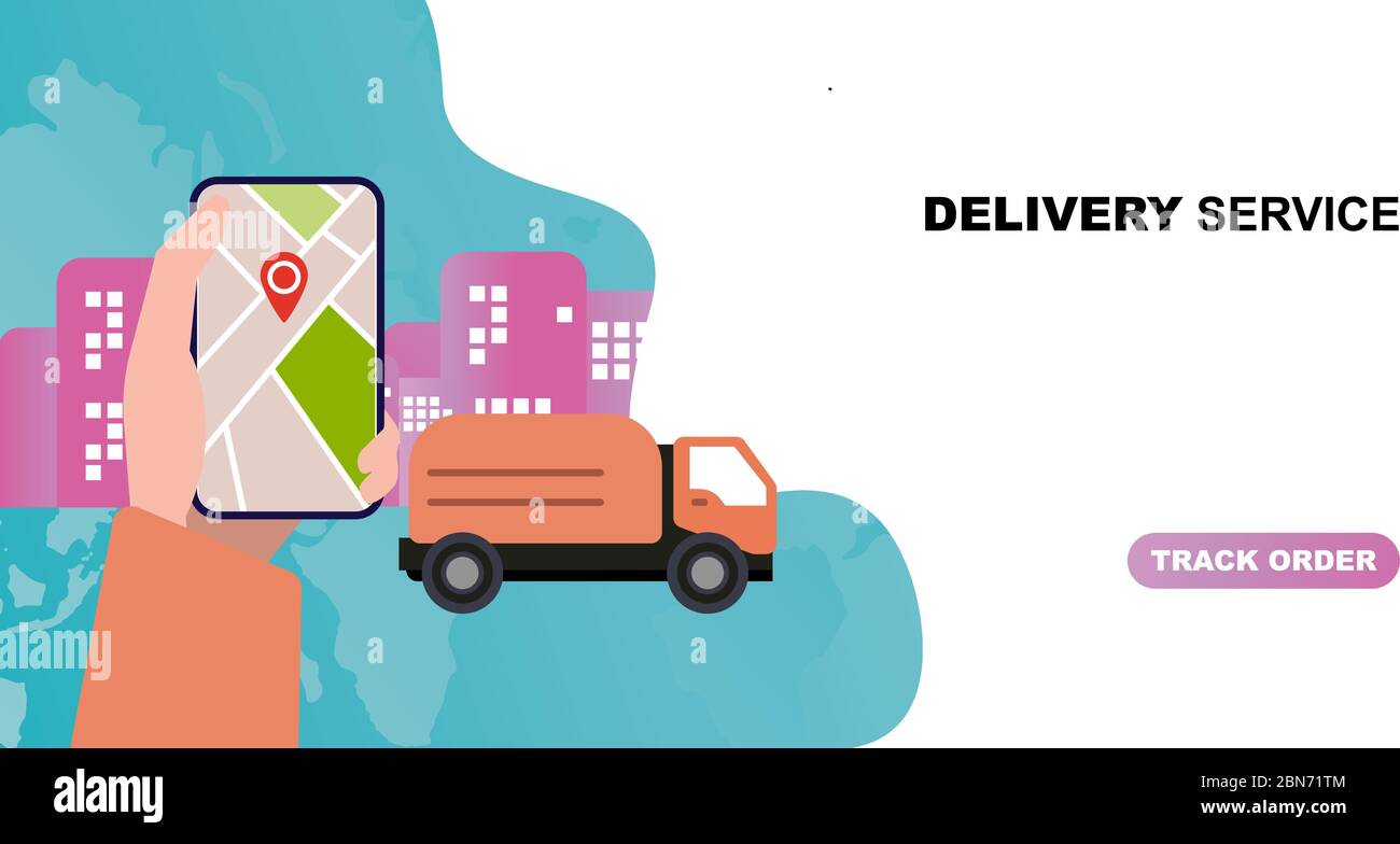 Tracking parcel online with smartphone app with location Stock Vector ...