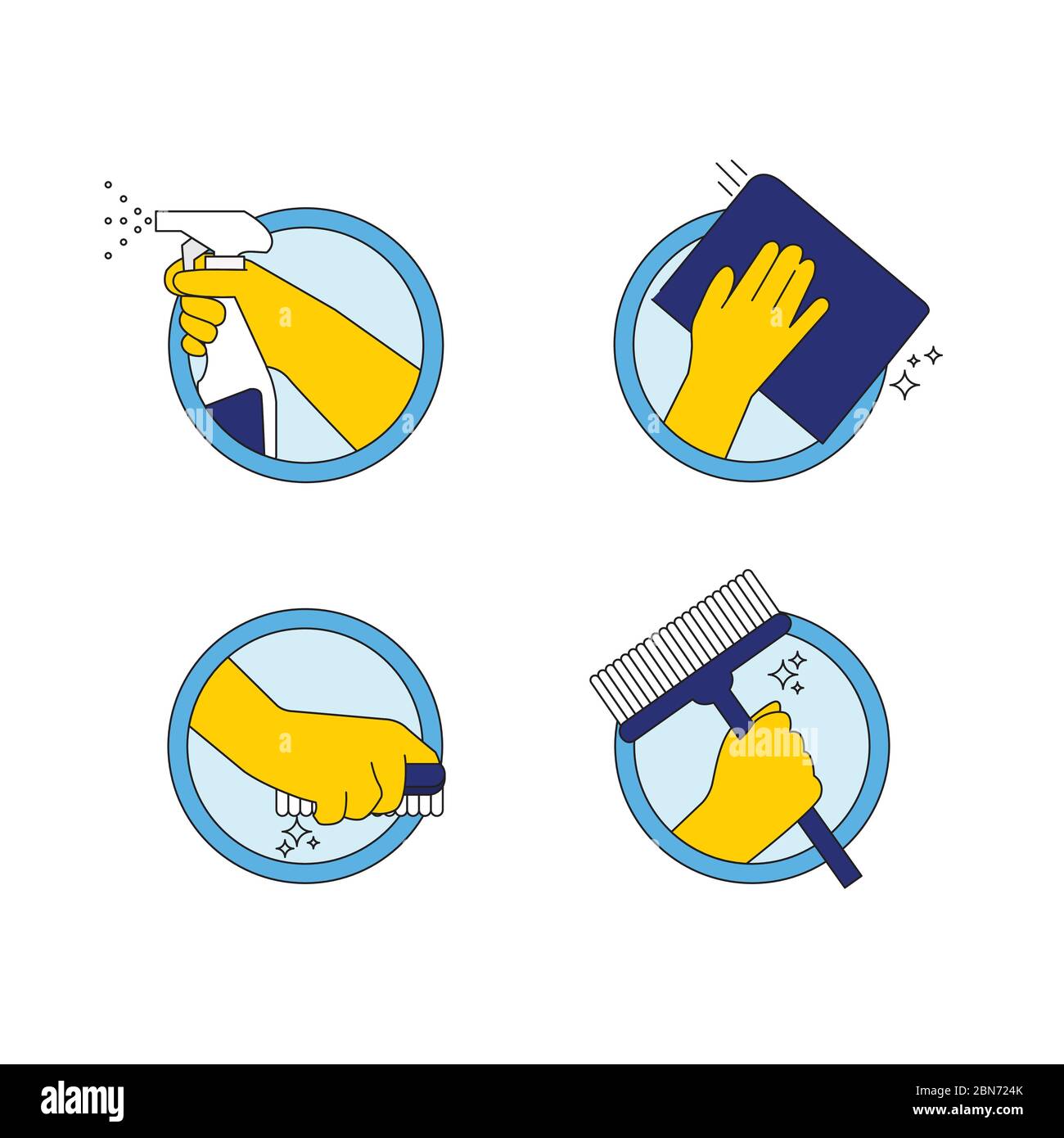 Cleaning coloured flat icons set Stock Vector Image & Art - Alamy